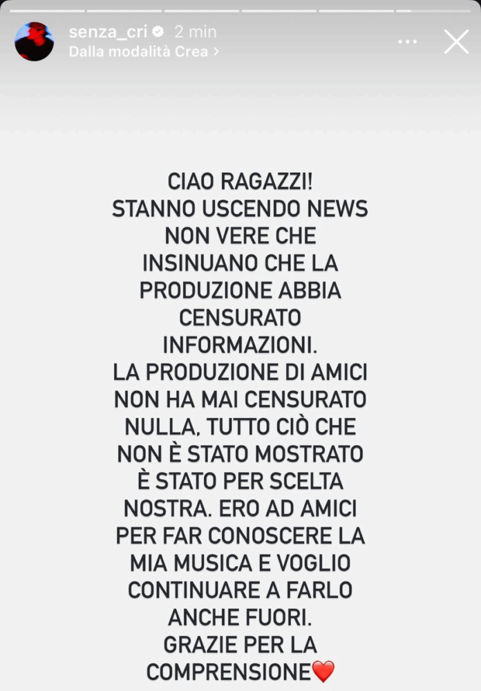 Senza Cri rompe il silenzio su Antonia Nocca!
